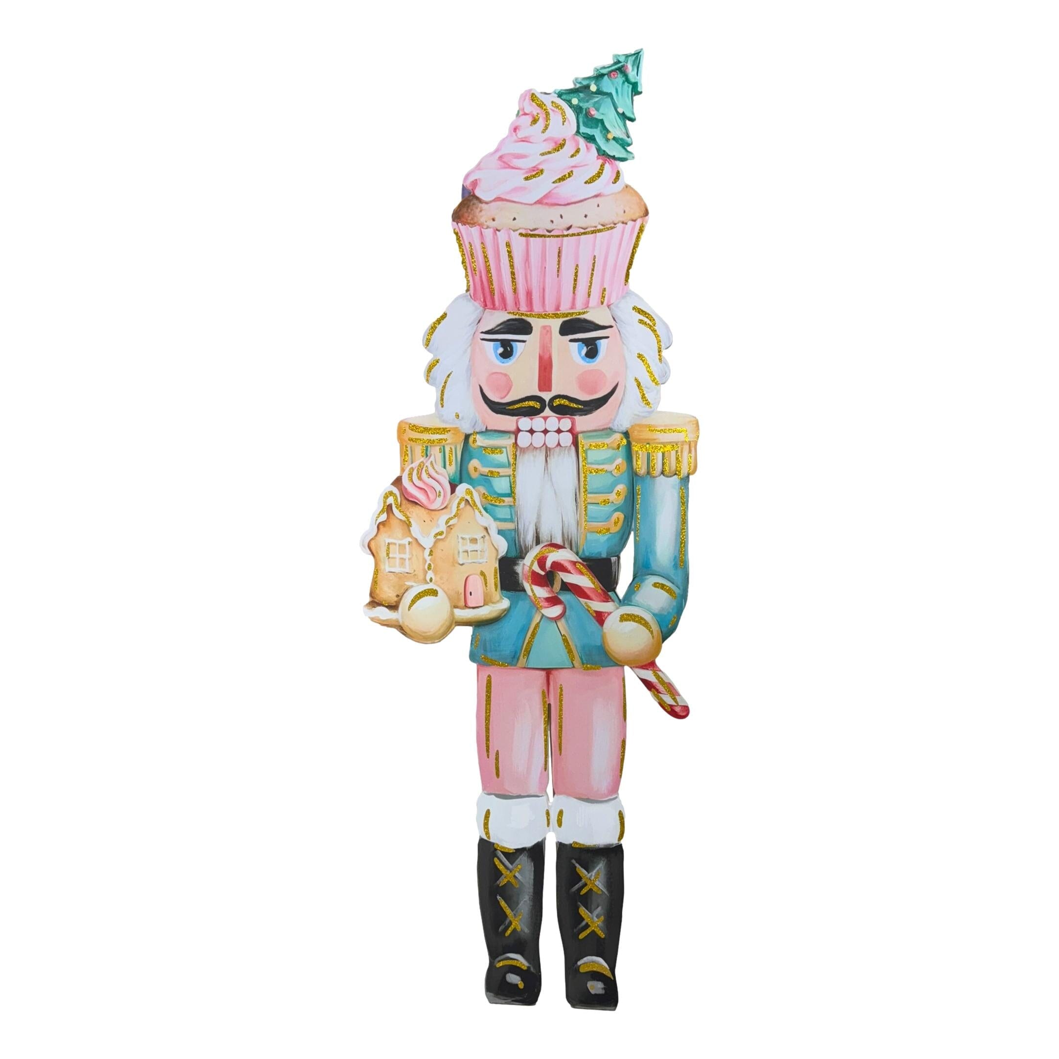 Nutcracker with Candy Cane Wood Leaner – The Horseshoe Crab