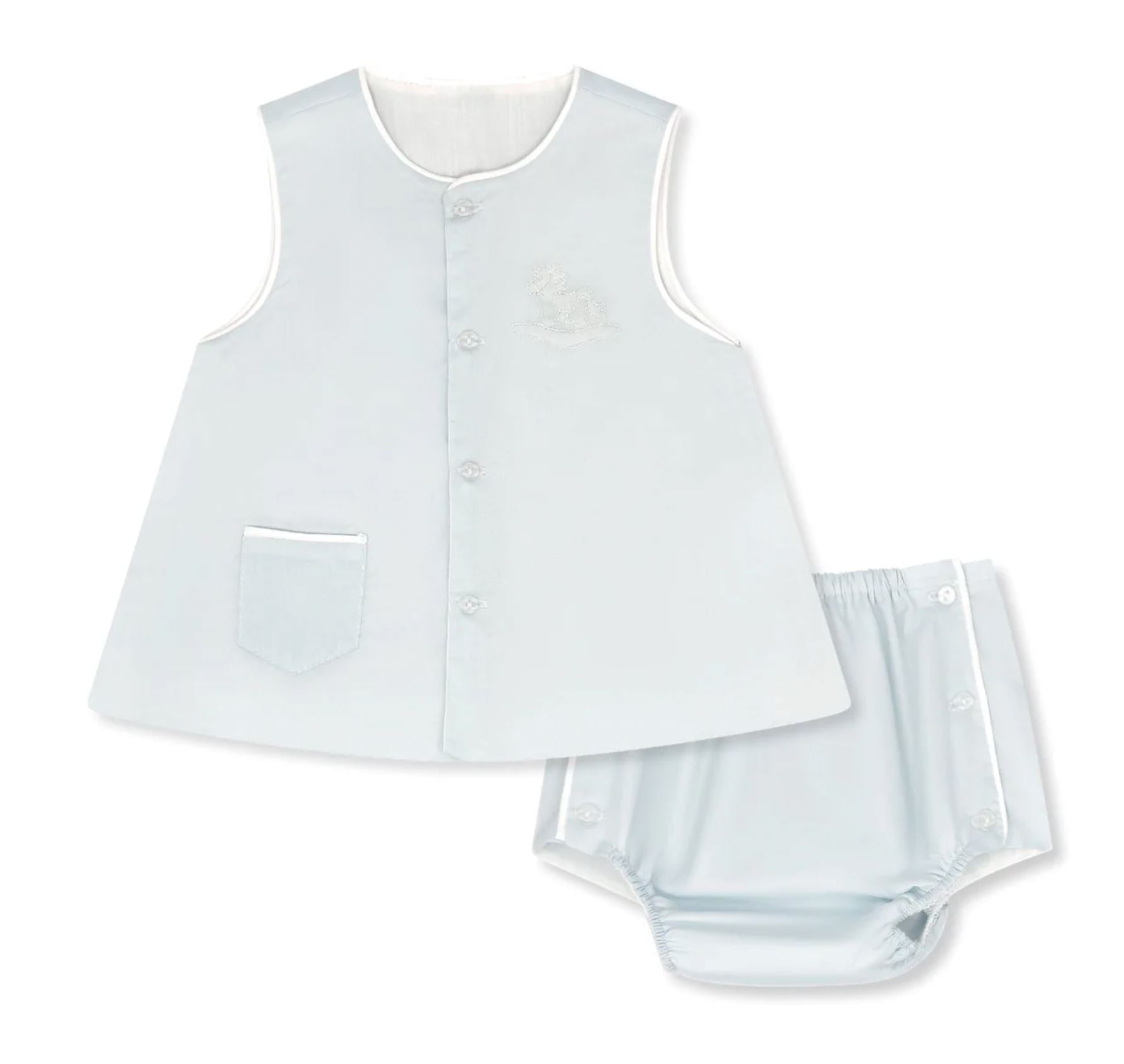 Mason Diaper Set - Blessings Blue Rocking Horse – The Horseshoe Crab