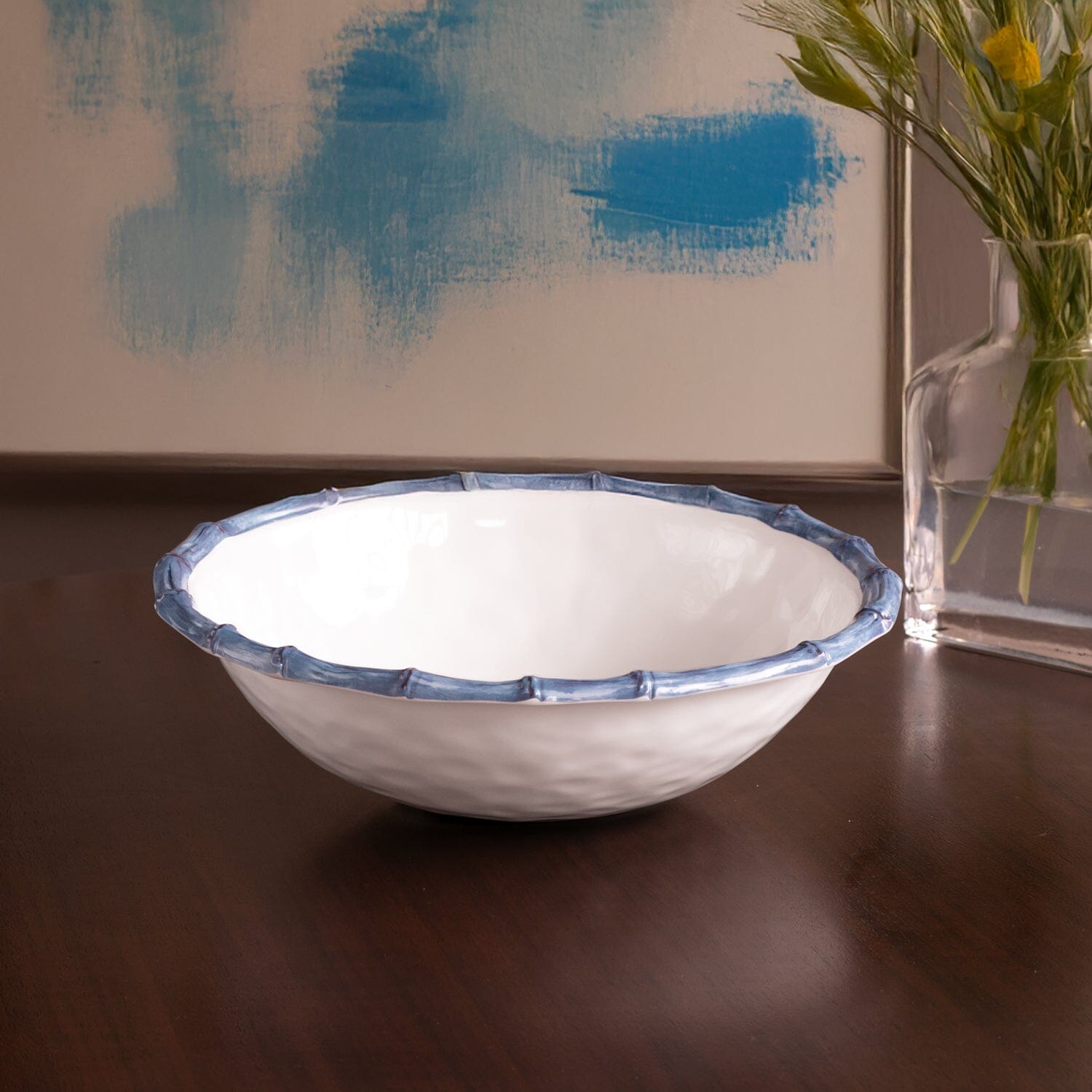 VIDA Bamboo Large Salad Bowl - White & Blue – The Horseshoe Crab